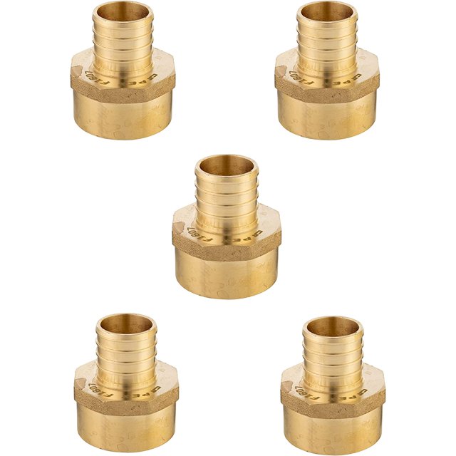 of 5) Pex 1 Inch x1 Inch NPT Female Adapter Brass Barb Crimp Fittings ...