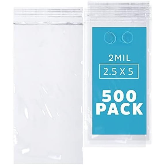 - of 500, 2.5" x 5" 2 Mil Thick - Clear Reclosable Zip Bags ...