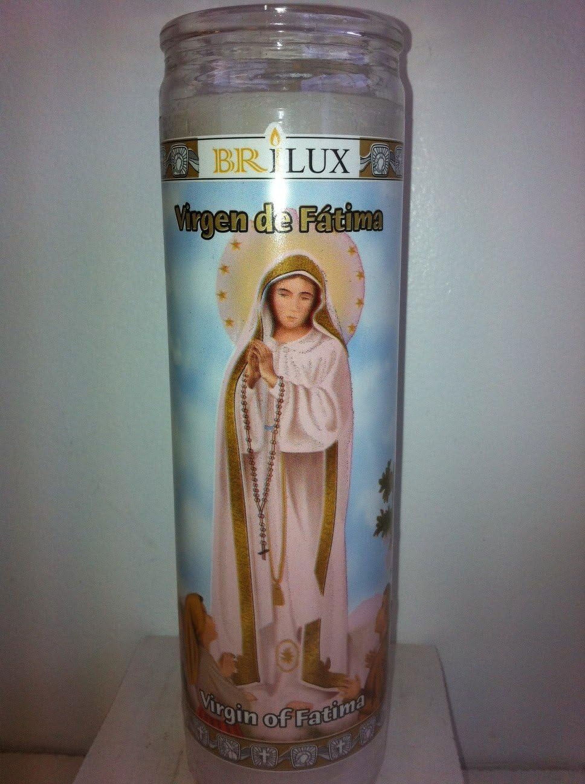 of Fatima (Virgen De Fatima) 7 Day Unscented White Candle in GlassF ...