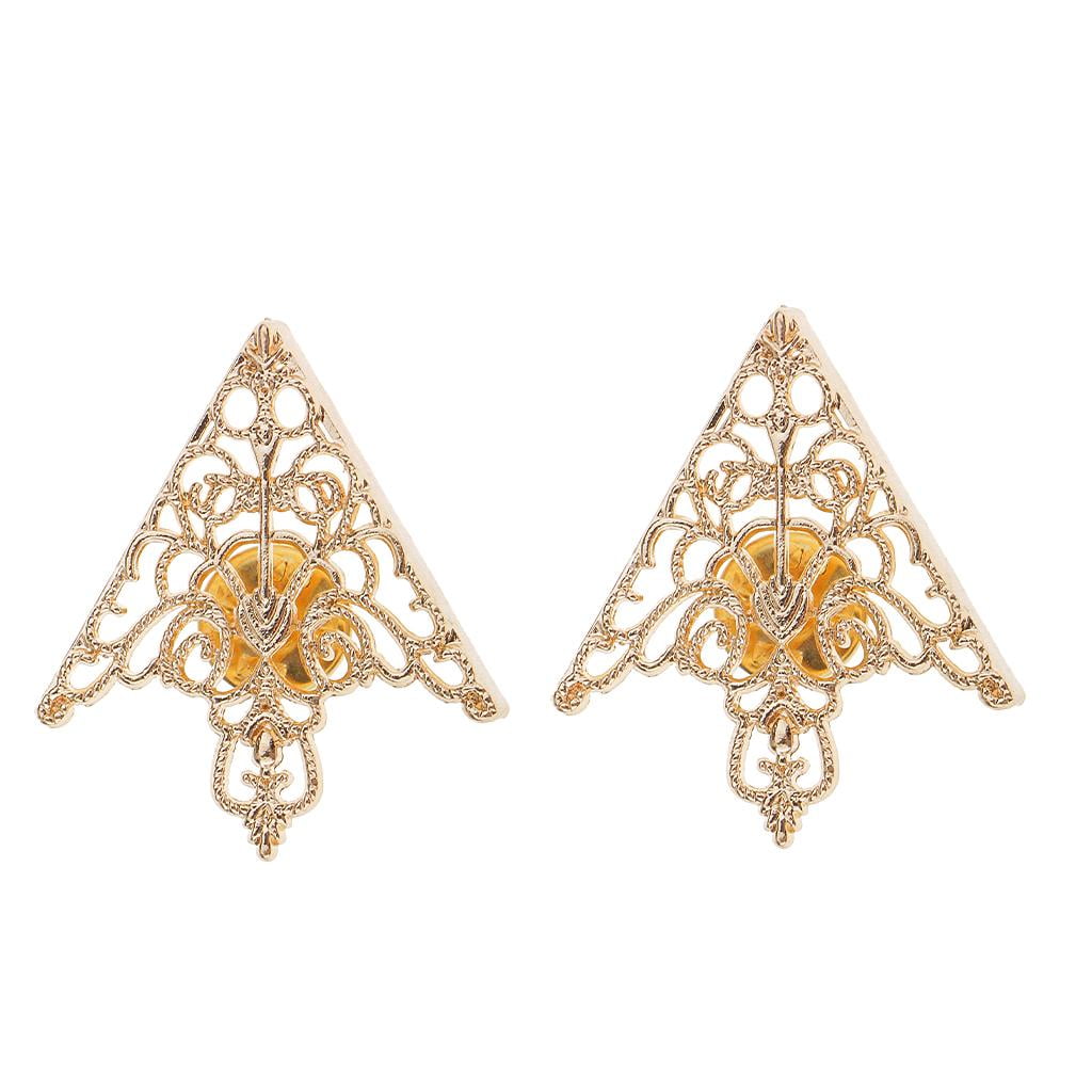 of Retro Hollow Pattern Angle Triangle Suit Shirt Collar Pins Brooches ...