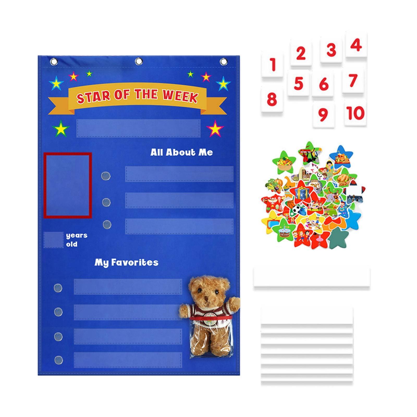 Hellery Star of The Week Pocket Chart, Educational Preschool Toy ...