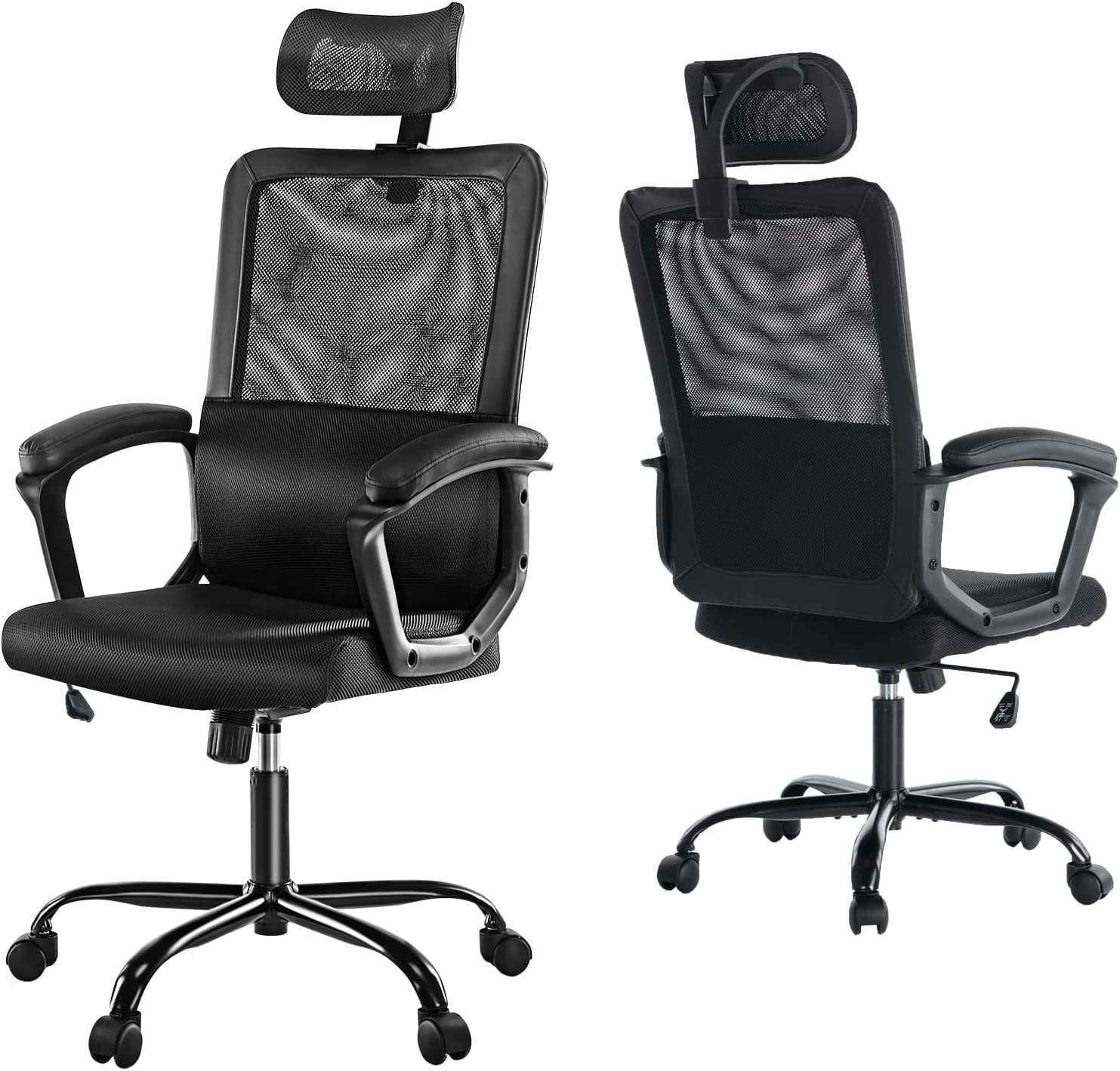**office high back mesh computer lumbar adjustable height ...