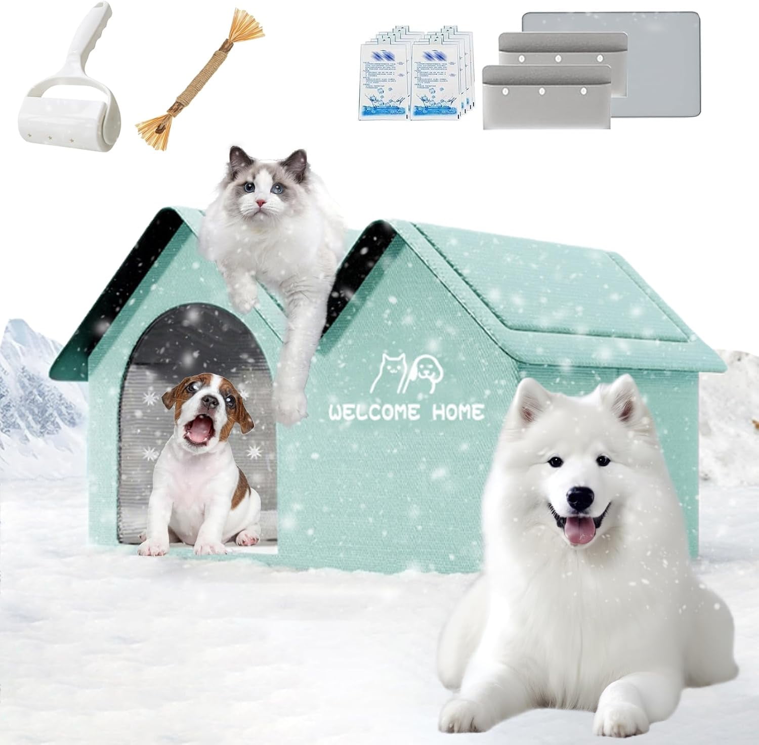 og House with Ac, Weatherproof Pet Ac Houses, with Removable Pad & Ice ...