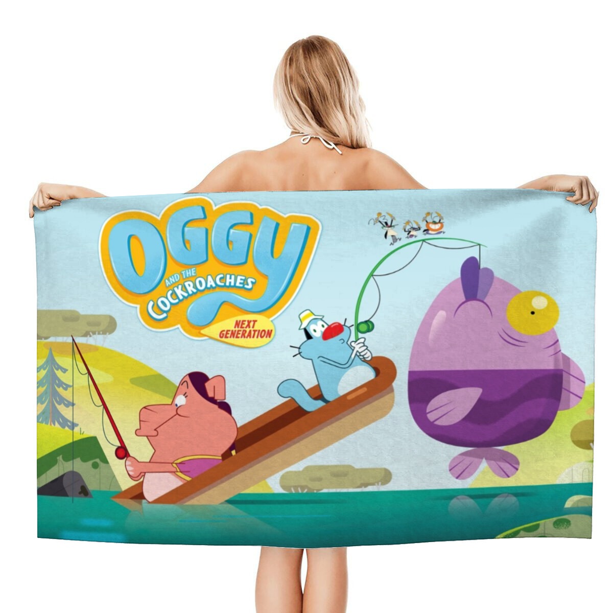 oggy and the cockroaches Gifts Beach Towel for Women Girl Birthday ...