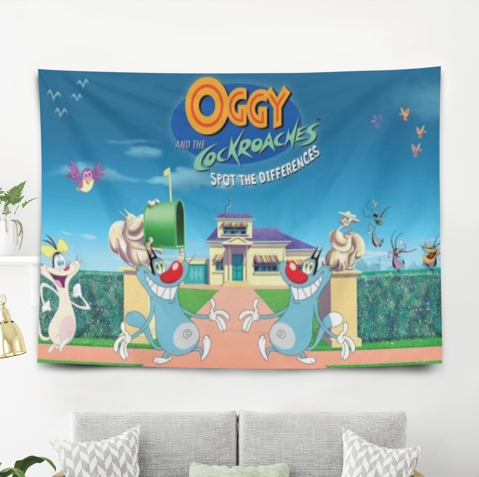 oggy and the cockroaches Tapestry Gift Wall Hanging Backdrop for Room ...