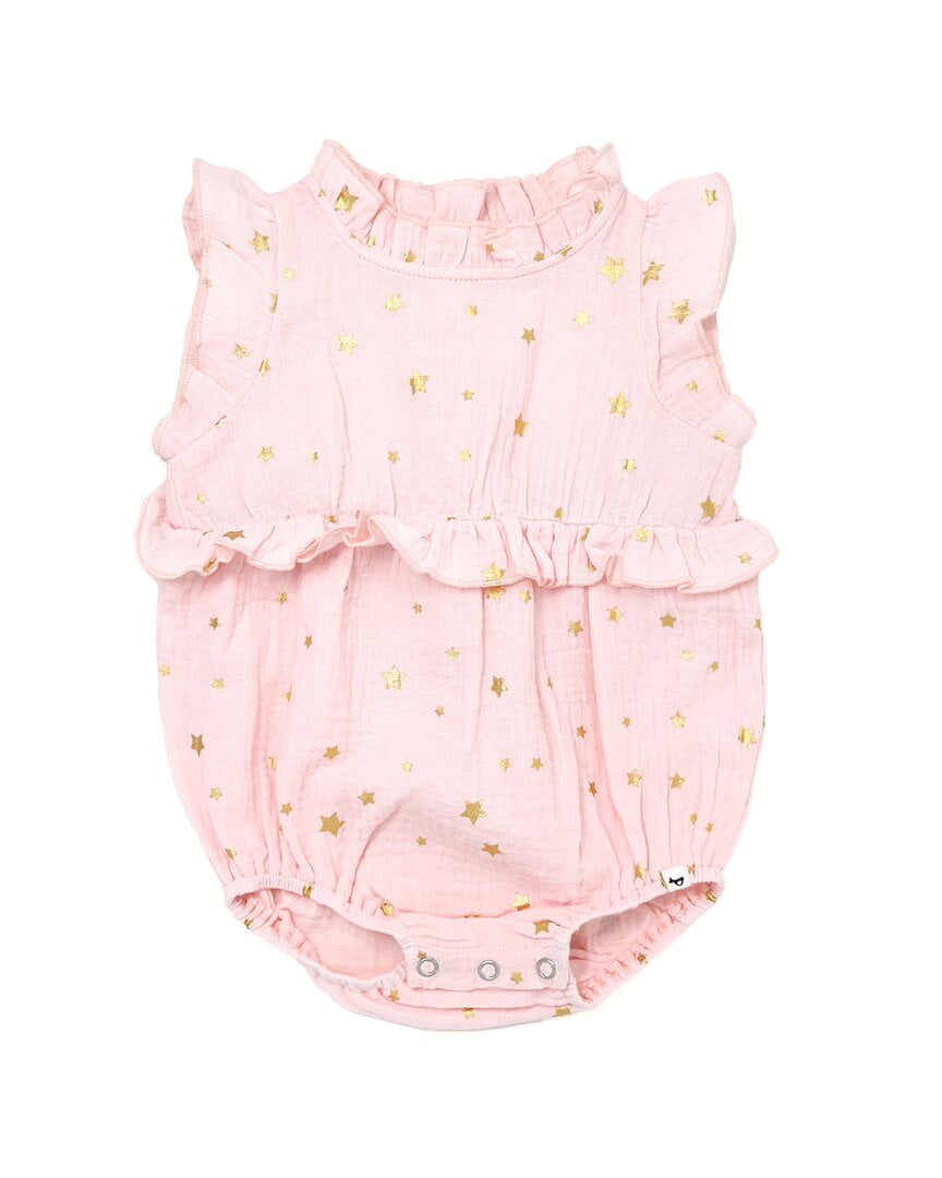 oh baby! Mini Gold Stars Gauze Lola Bubble Onesie, 0-3 MO - Walmart.com