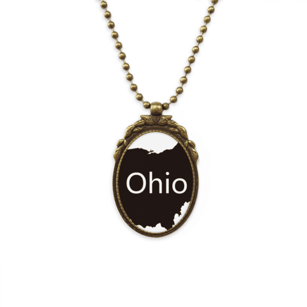 ohio ameusa map outline antique necklace vintage bead pendant keychain ...