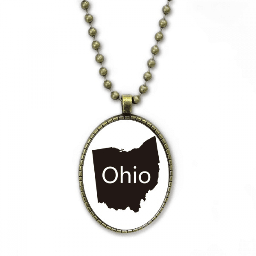 ohio ameusa map outline necklace vintage chain bead pendant jewelry ...
