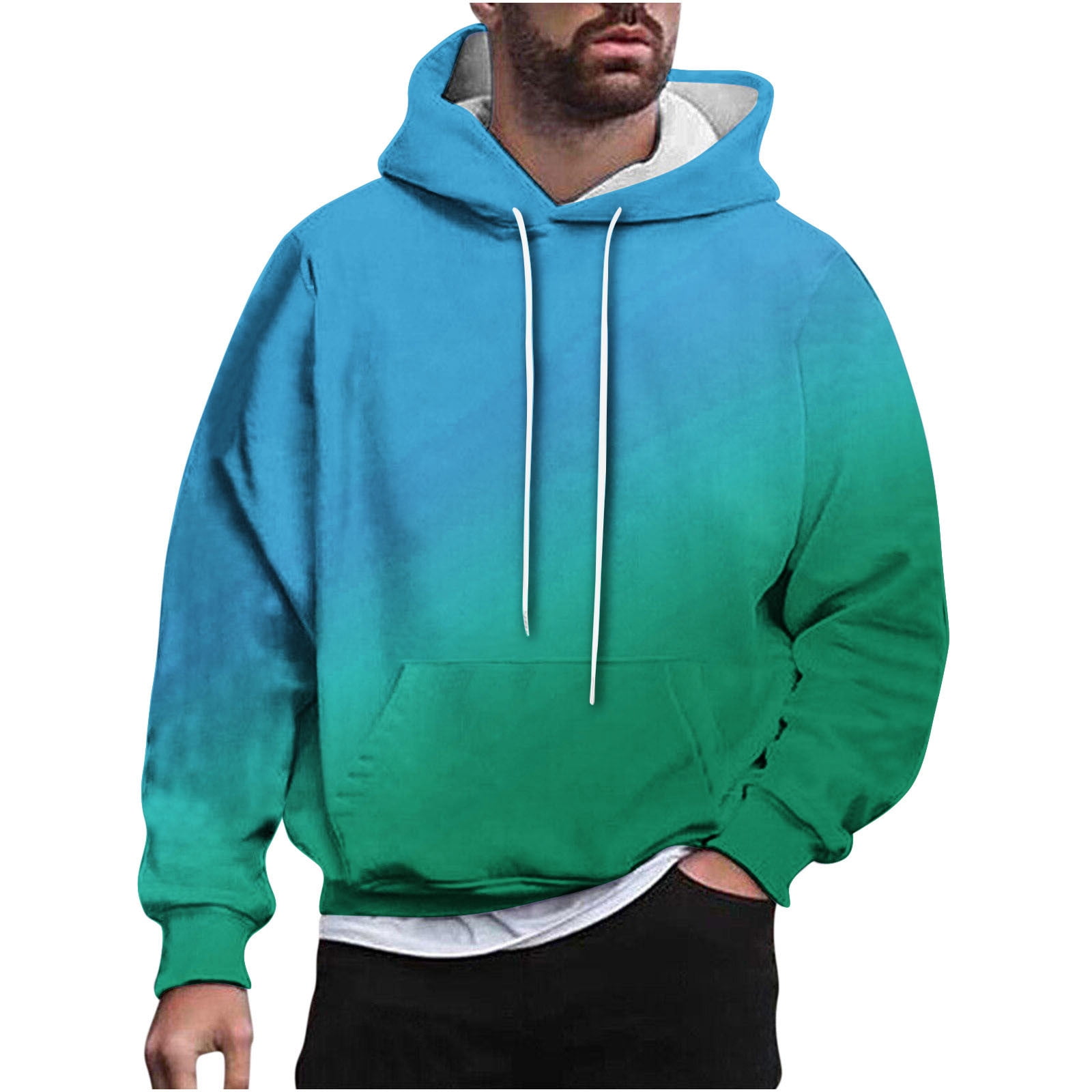 ohmzyzo Long Sleeve Hoodies for Men Casual Drawstring Pullover ...