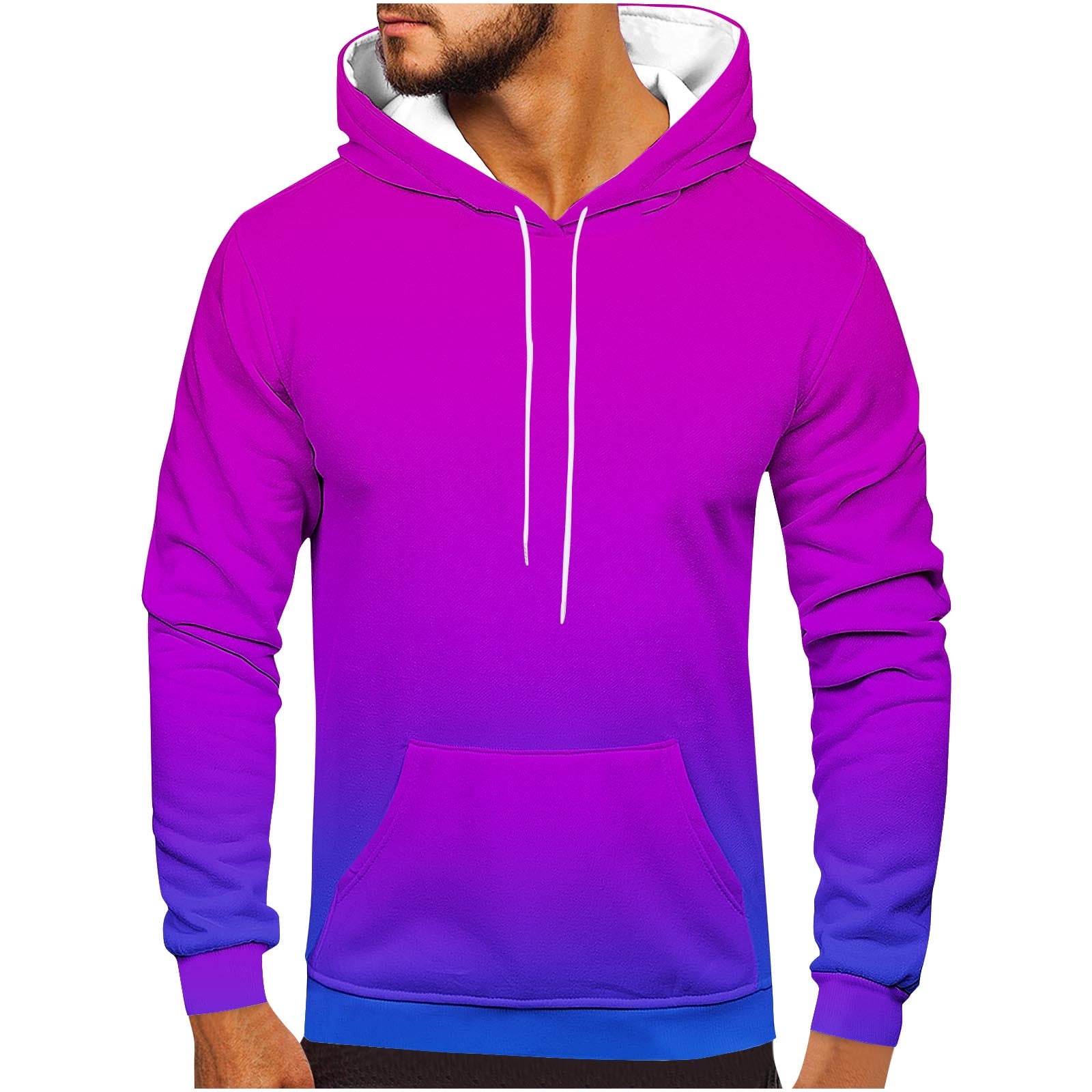 ohmzyzo Men's Gradient Color Hooded Sweatshirts Long Sleeve Drawstring ...