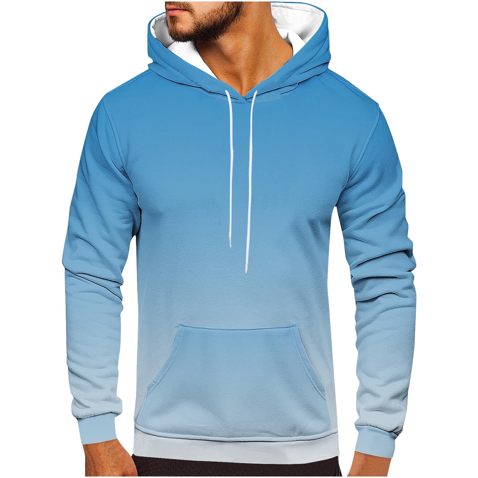 ohmzyzo Men's Gradient Color Hooded Sweatshirts Long Sleeve Drawstring ...