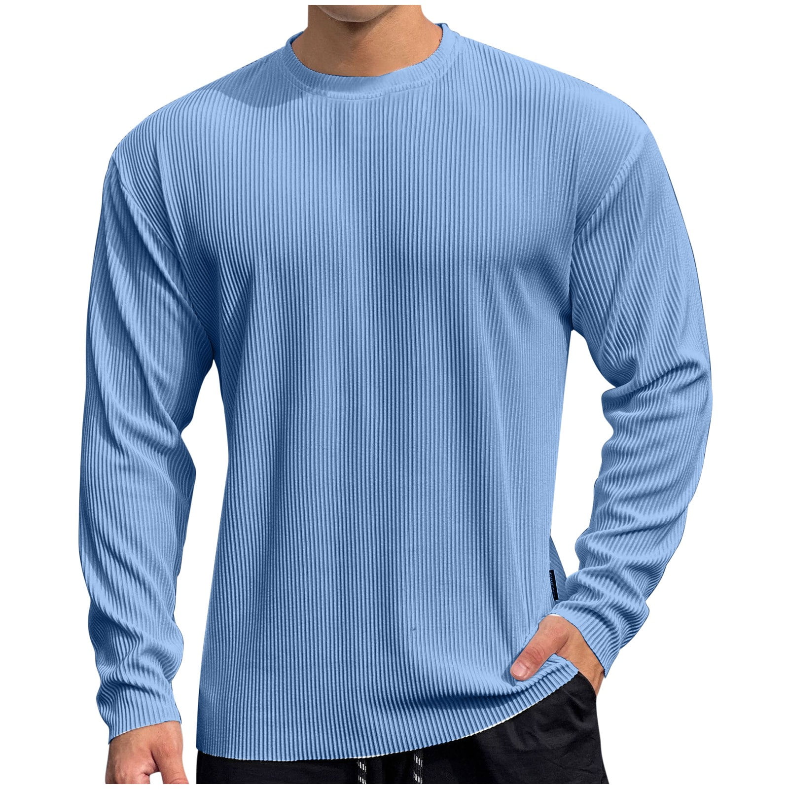 ohmzyzo Men's Long Sleeve Shirts Ribbed Pullover Sweater Sim Fit ...