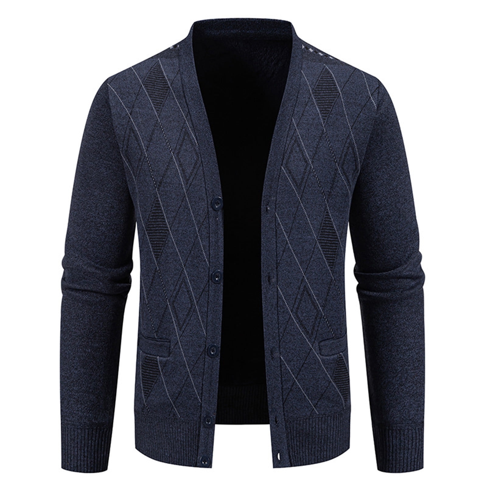 ohmzyzo Men's Long Sleeve V Neck Cardigans Casual Button Down Sweaters ...