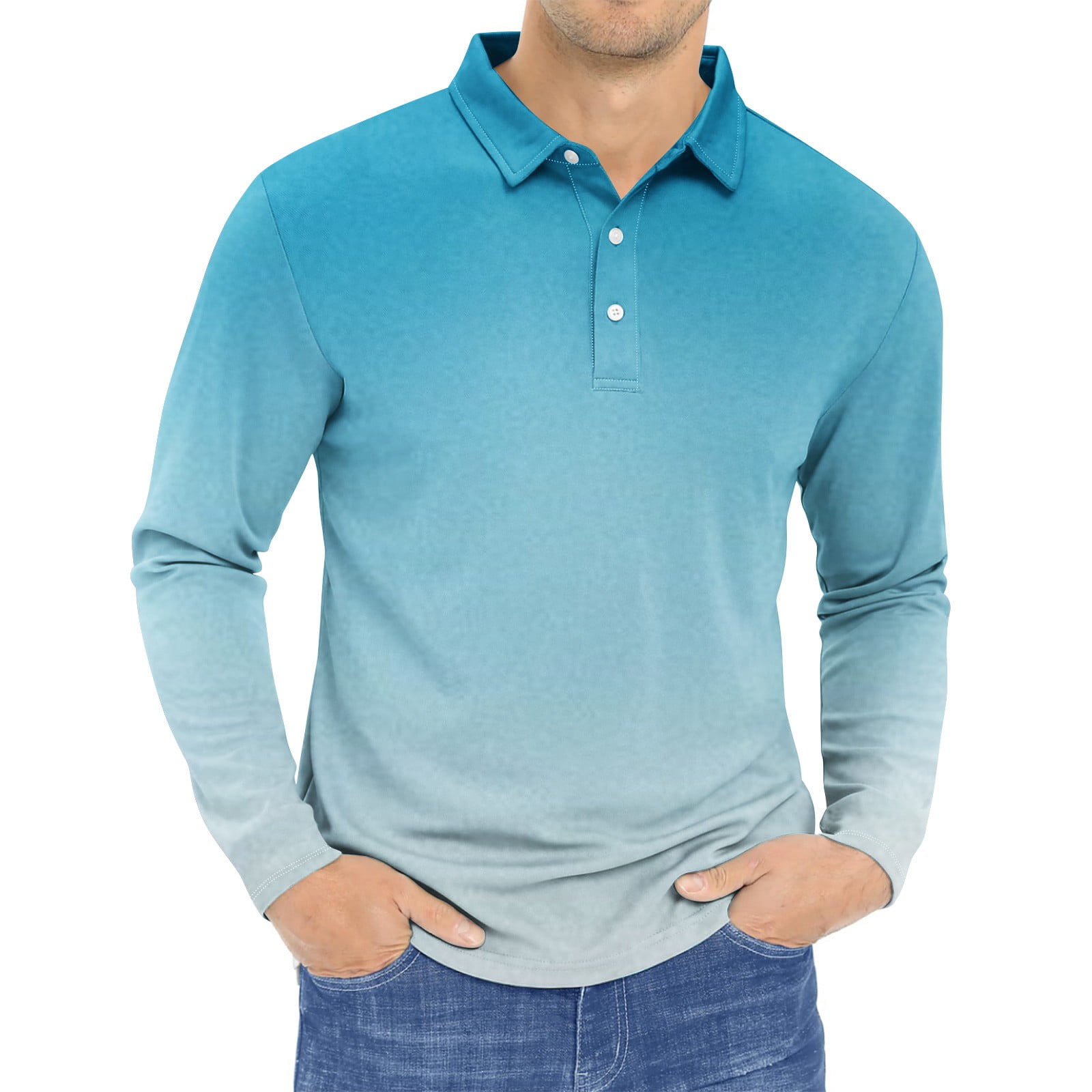 ohmzyzo Men's Polo Shirts Long Sleeve Golf Shirts Quick Dry Lightweight ...