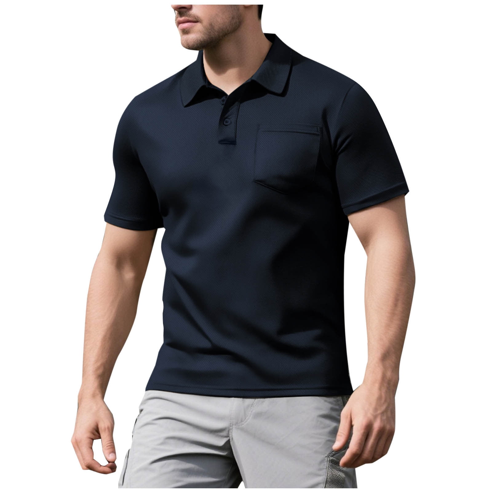 ohmzyzo Men's Polo Shirts Short Sleeve Casual Shirts Collared Business ...