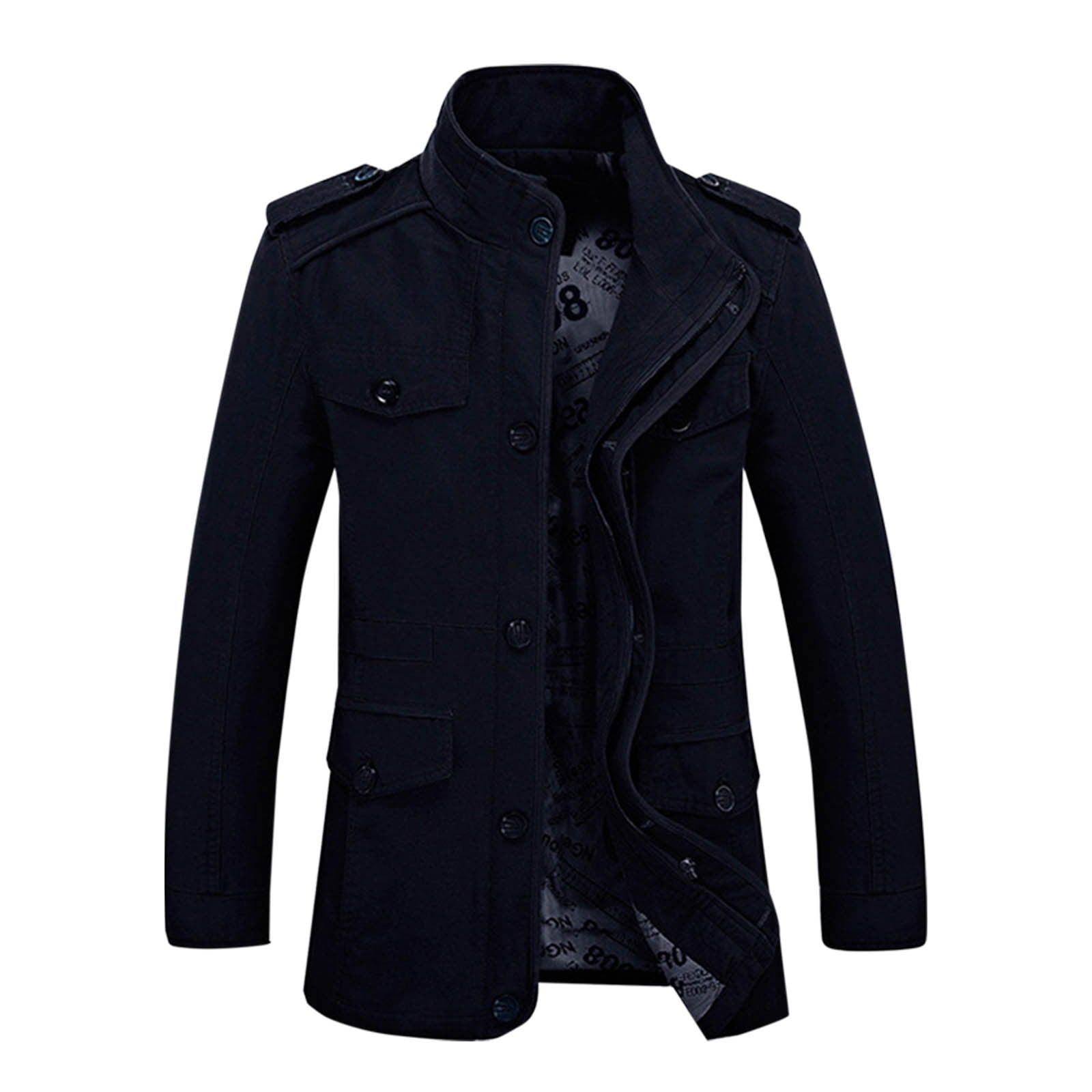 ohmzyzo Men's Slim Fit Coats Notched Collar Single Breasted Button ...