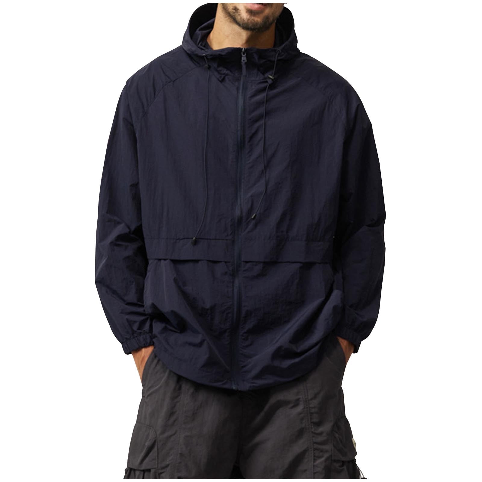 ohmzyzo Men's Waterproof Hooded Rain Jackets Lightweight Full Zip ...