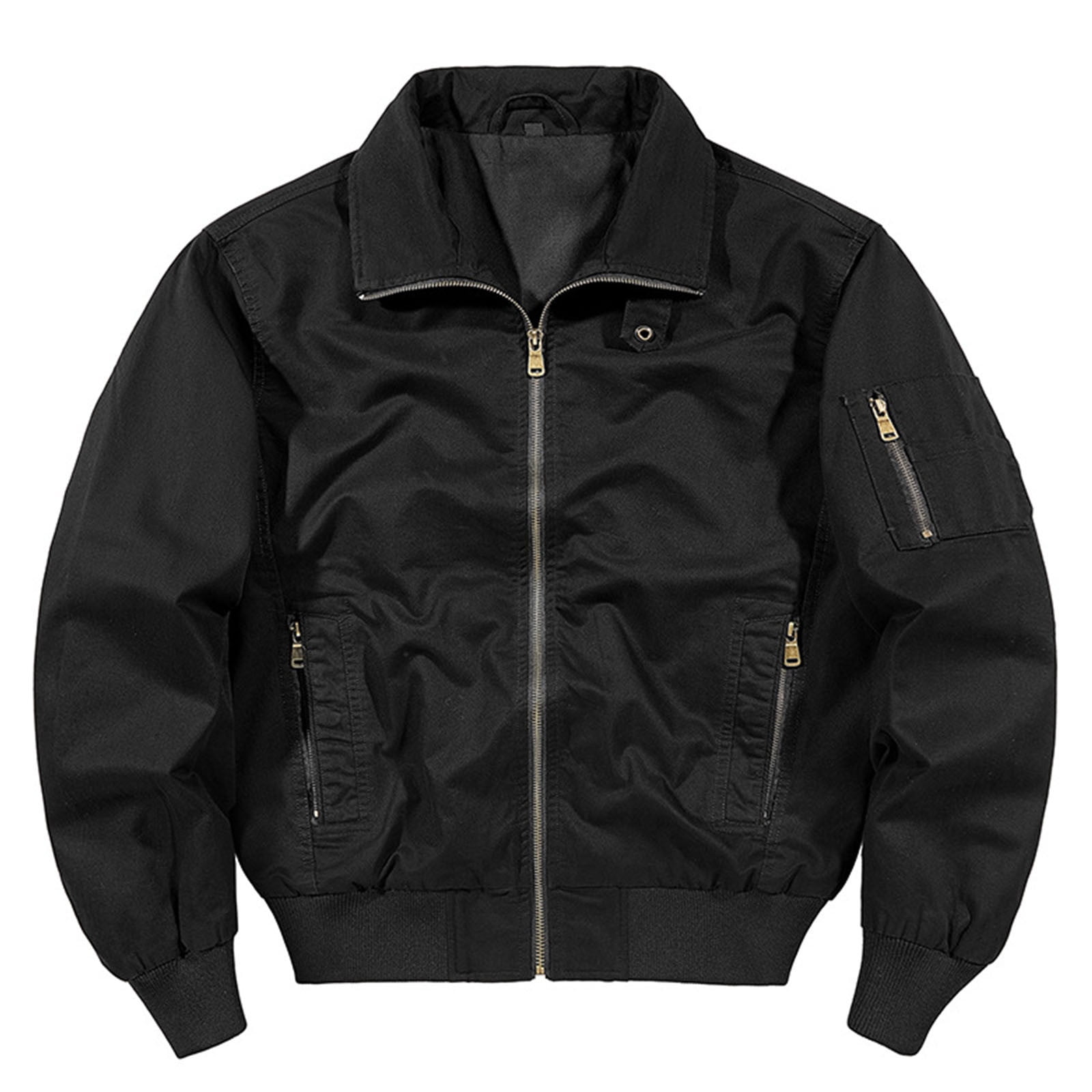 ohmzyzo Mens Bomber Jackets Fall Winter Cotton Zip Up Lightweight ...