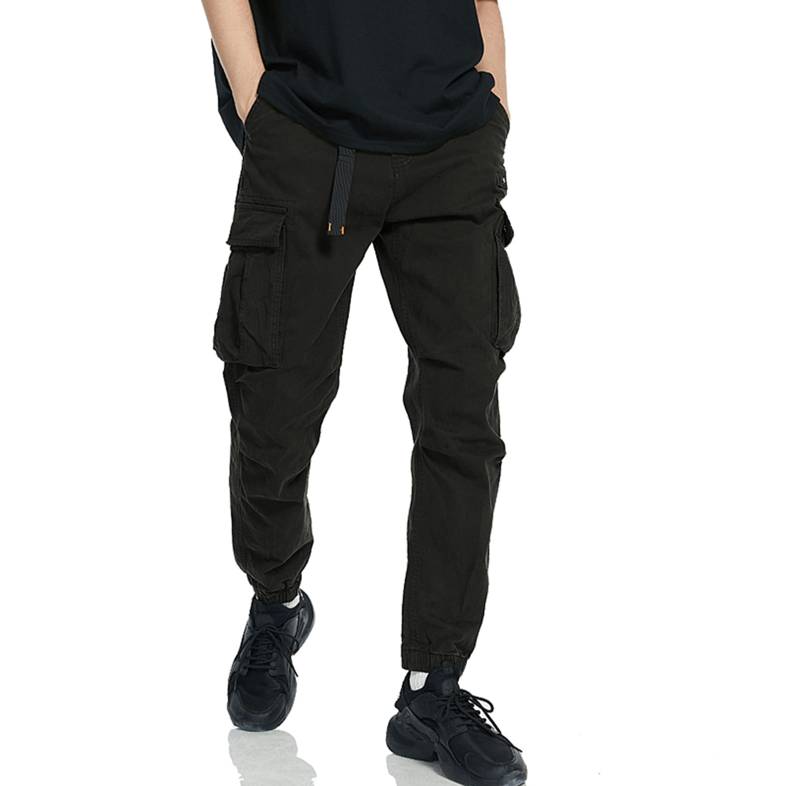 ohmzyzo Mens Camo Cargo Pants Multi Pocket Elastic Waist Trousers ...