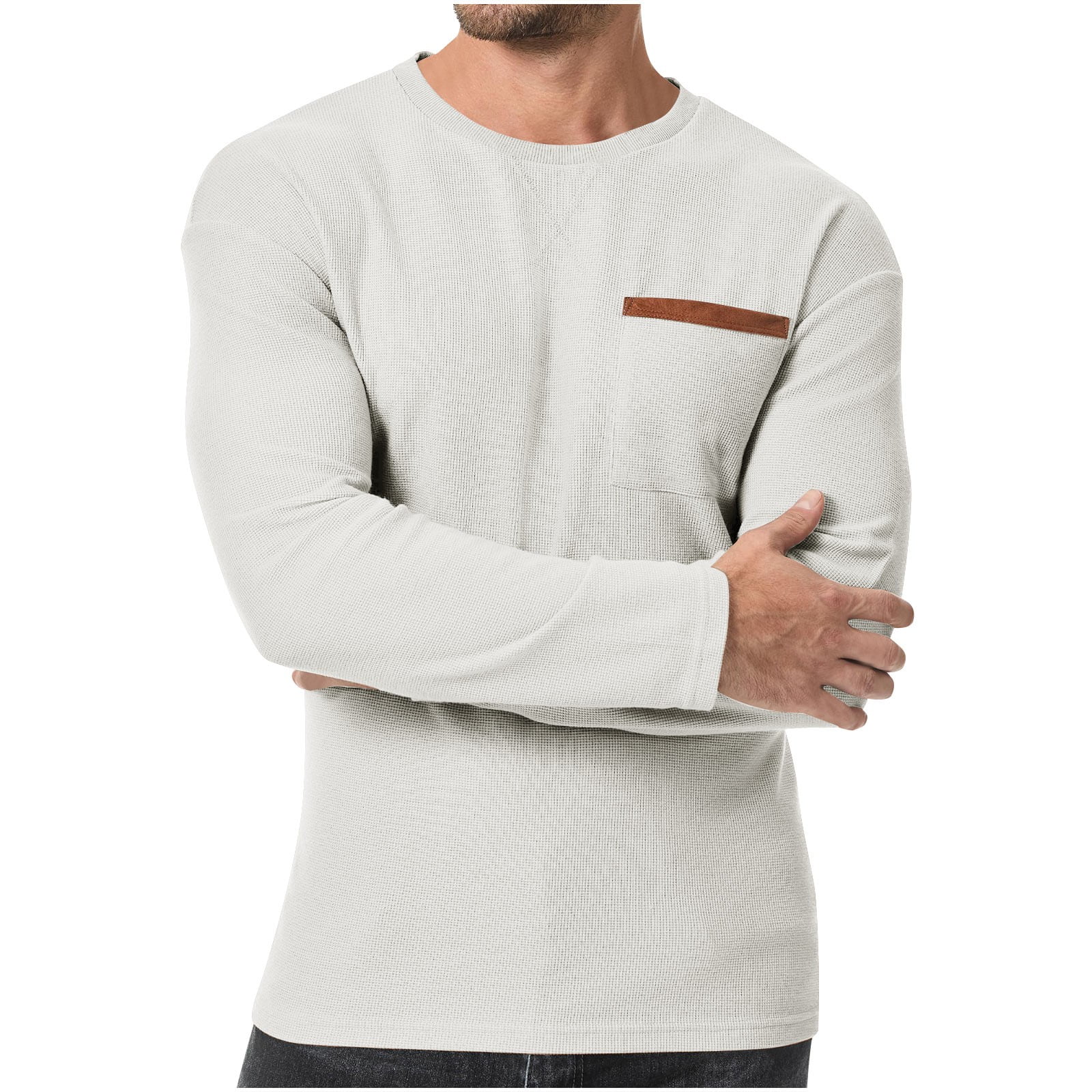 ohmzyzo Mens Casual T-Shirt Long Sleeve Crew Neck Soft Tee Shirts Fall ...