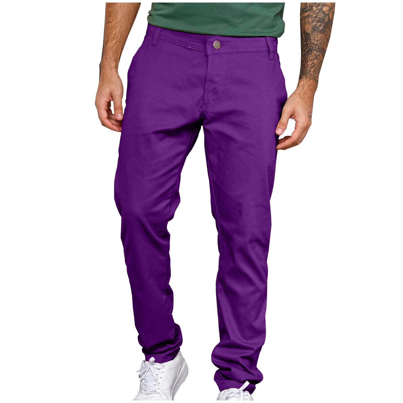 ohmzyzo Mens Chinos Slim Fit Pants Flat Front Stretch Skinny Tapered ...