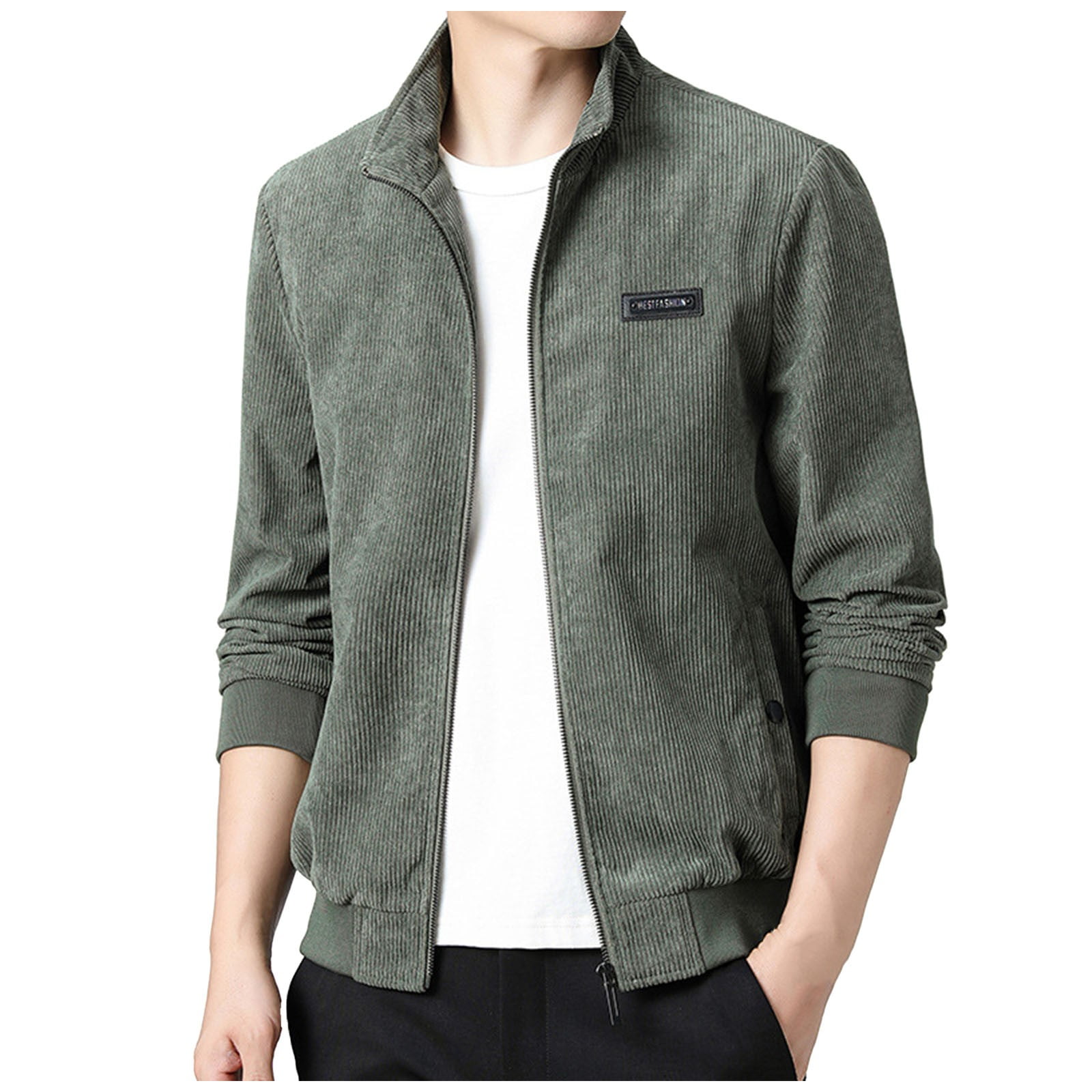 ohmzyzo Mens Corduroy Shacket Jacket Casual Solid Color Overshirt ...