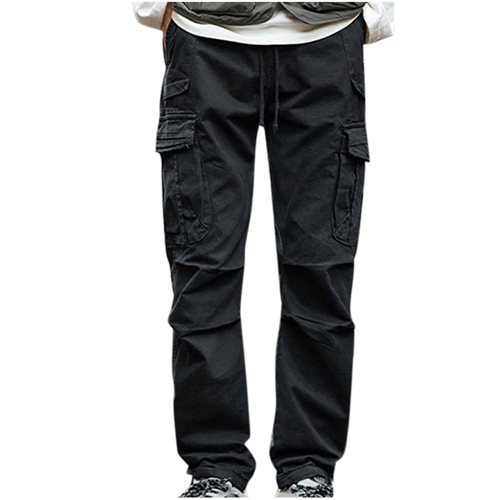 ohmzyzo Mens Multi Pockets Cargo Pants Hiking Tactical Work Outdoor Trousers Casual Loose ...