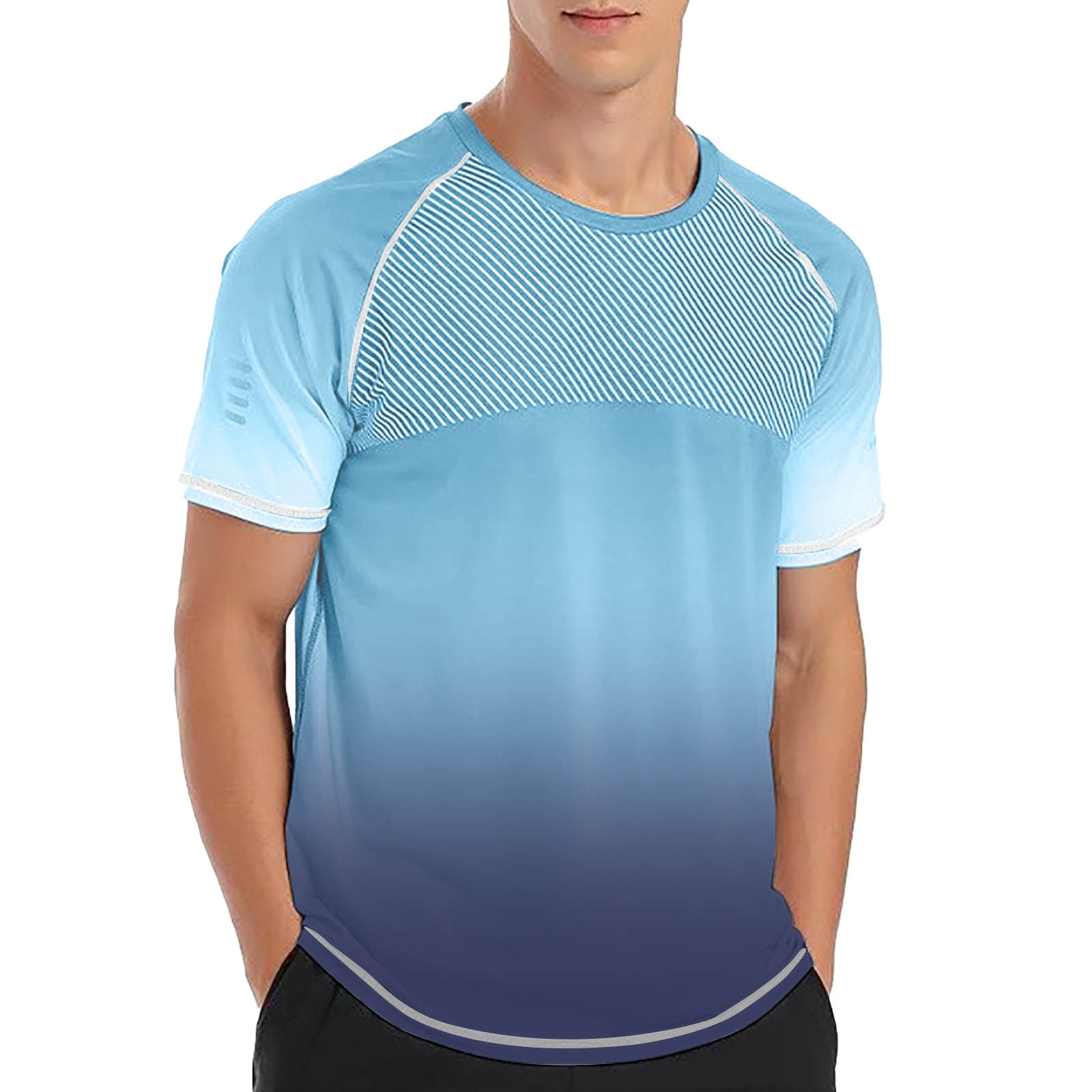 ohmzyzo Mens Workout Short Sleeve Shirt Quick Dry Lightweight Outdoor Athletic Running T-Shirts ...