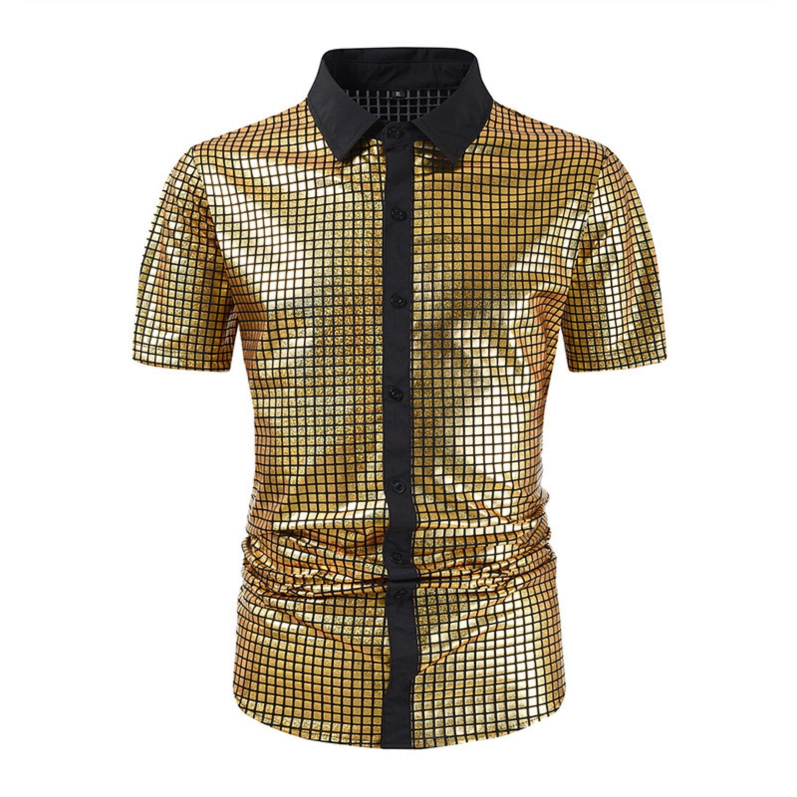 ohmzyzo Retro 70s Disco Shirts for Men Short Sleeve Button Down Shirt ...