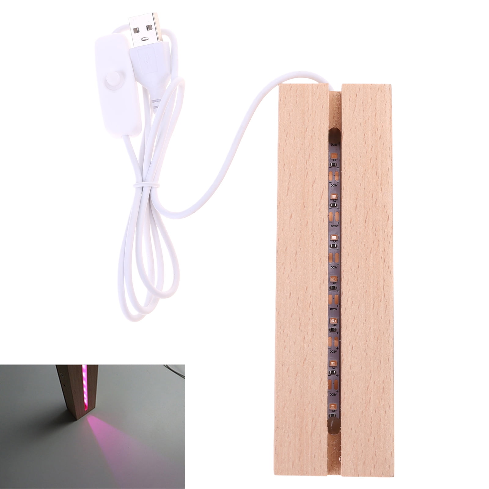 ohodhmnu Rectangle LED Light Display Base Stand Night Light Base Wood ...
