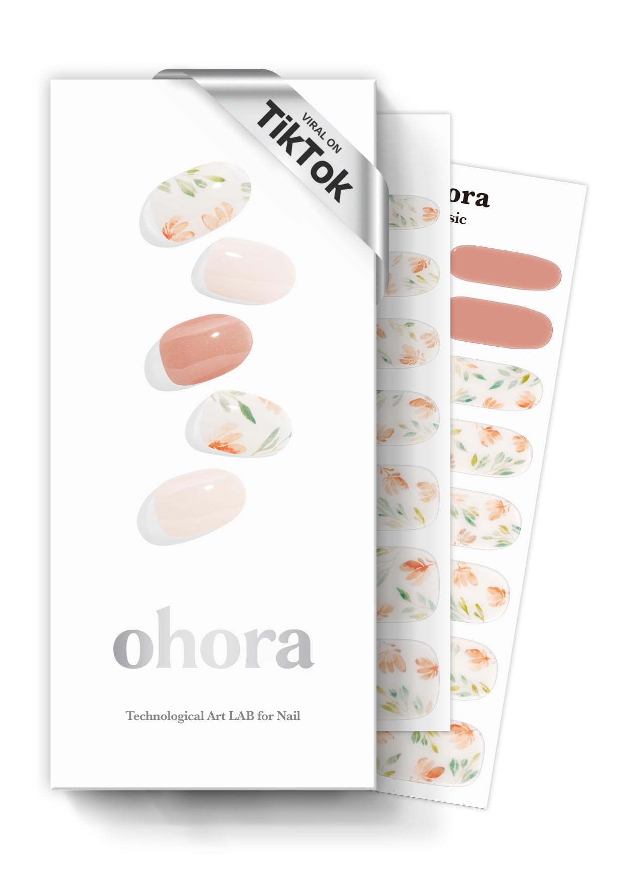 ohora Semi Cured Gel Nail Strips (N Spring Nude, Patterned, Works with UV/LED Lamps, Salon ...