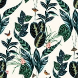 ohpopsi Spirit Indigo Tropical Foliage Wallpaper, 19.7-in by 33-ft, 54. ...