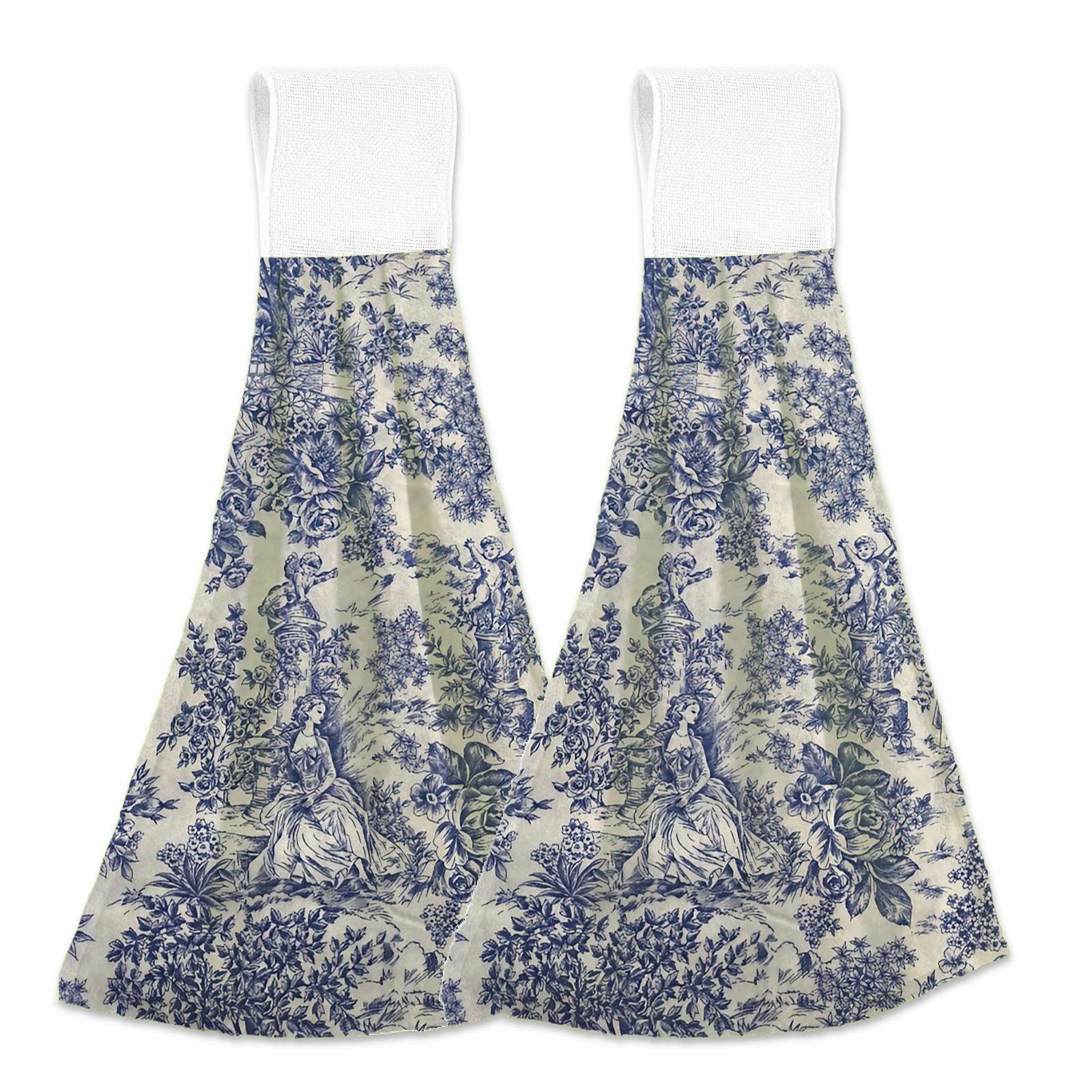 oile de Jouy Hanging Kitchen Hand Towels Sets with Loop Hand Towels ...