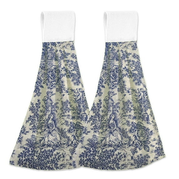 oile de Jouy Hanging Kitchen Hand Towels Sets with Loop Hand Towels ...