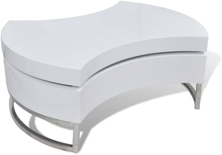 ojinbgh High Gloss Coffee Table with Concealed Storage Compartment ...