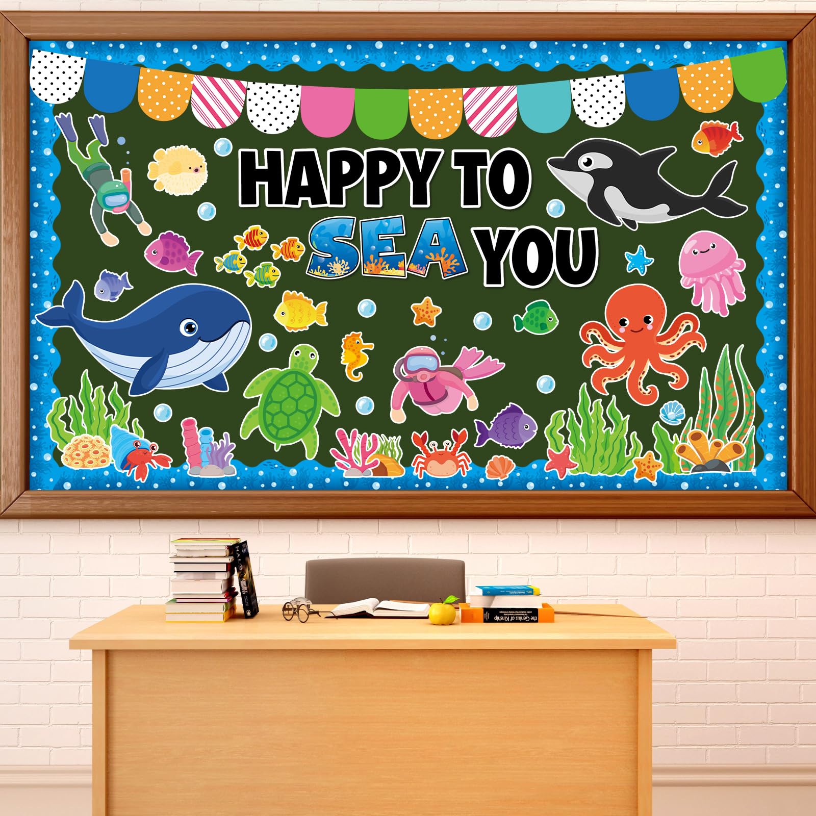 ojustbeok 82Pcs Ocean Bulletin Board Set Ocean Sea Cutouts Under The ...