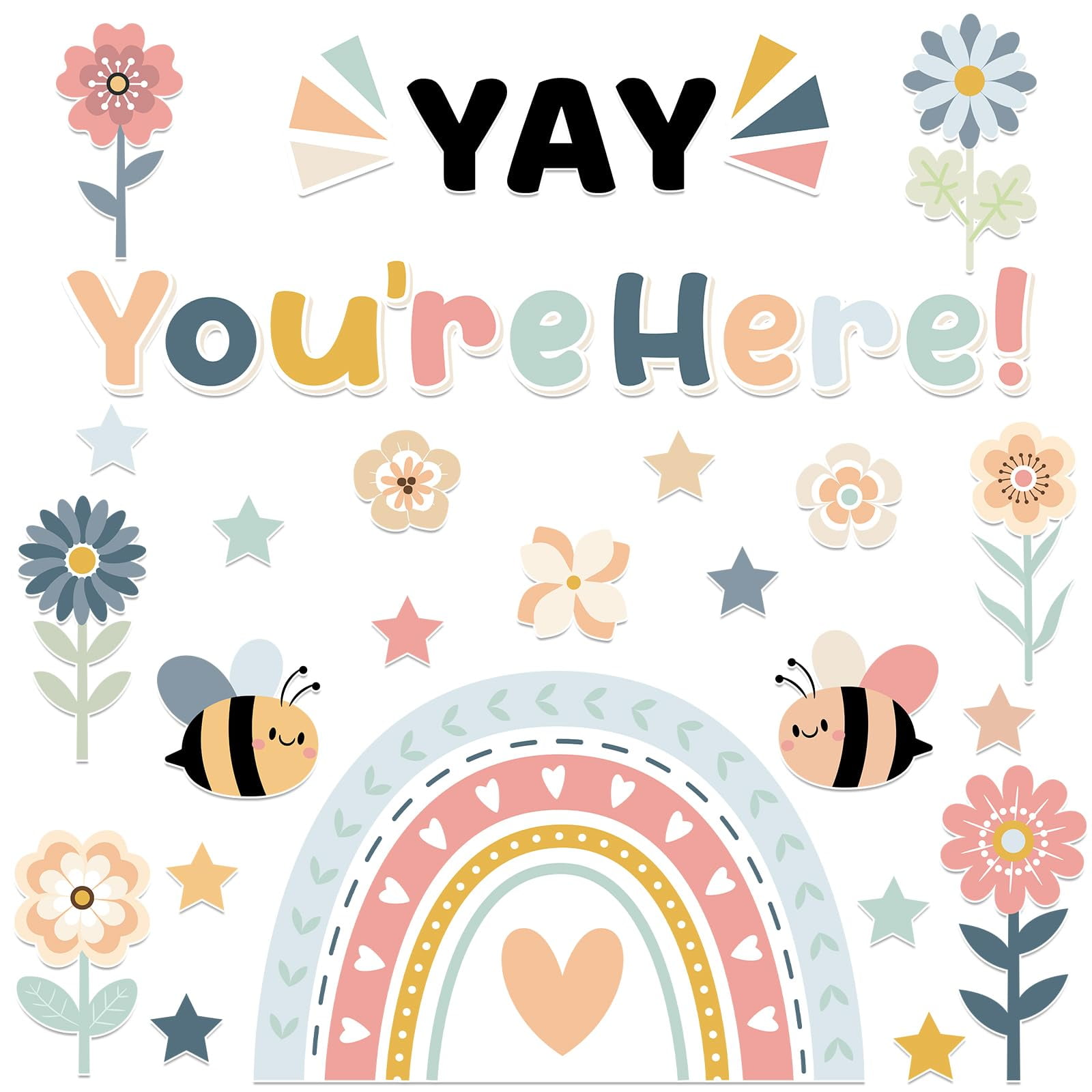 ojustbeok Yay You are Here Bulletin Board Set Rainbow Cutouts Classroom ...