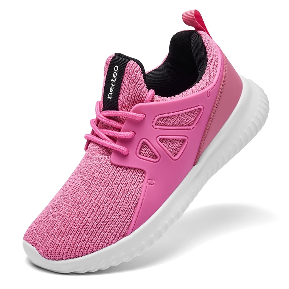 okilol Girls Sneakers Kids Cute Slip-ins Shoes for Running Hot Pink ...