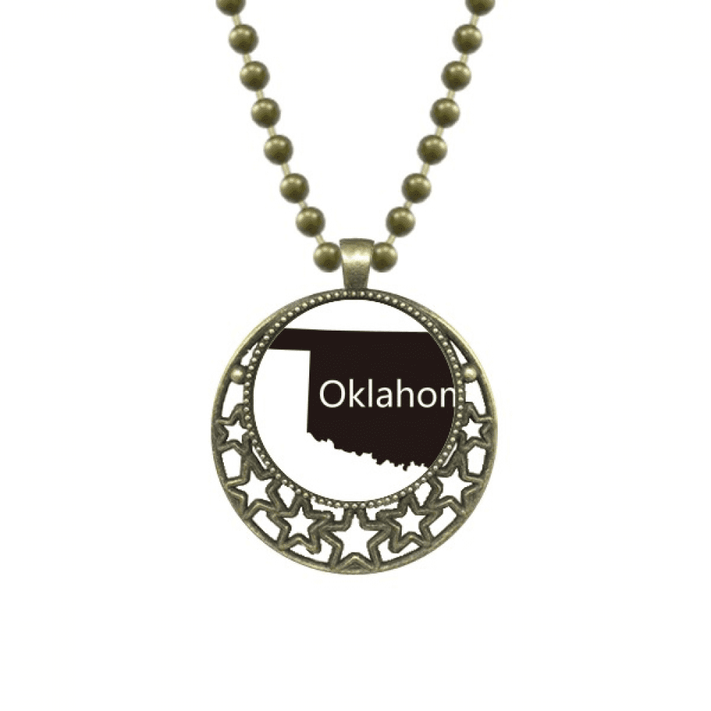 oklahoma ameusa map outline pendant star necklmoon chain jewelry ...