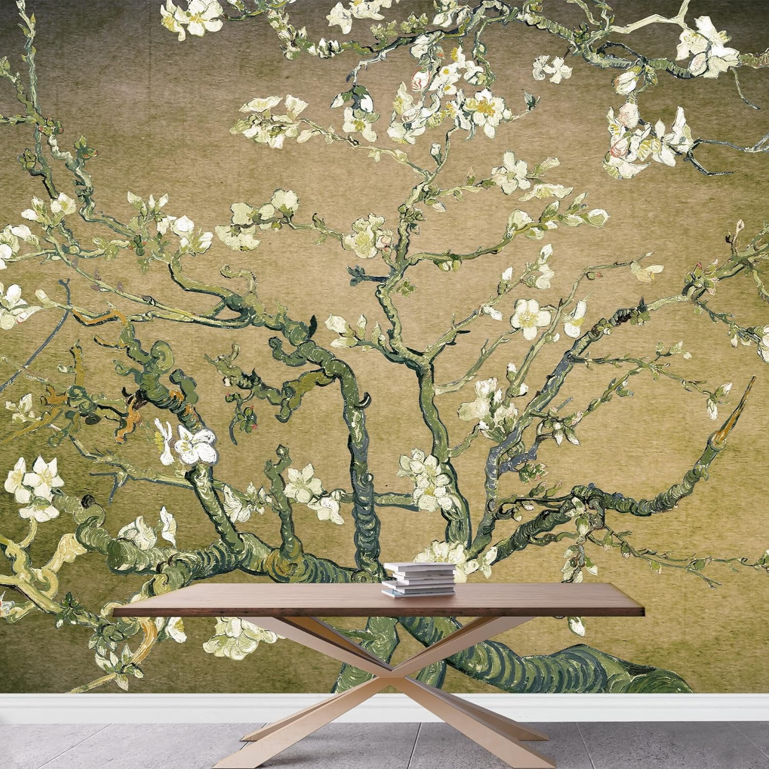 olive green vignette almond blossom by vincent van gogh wall mural ...