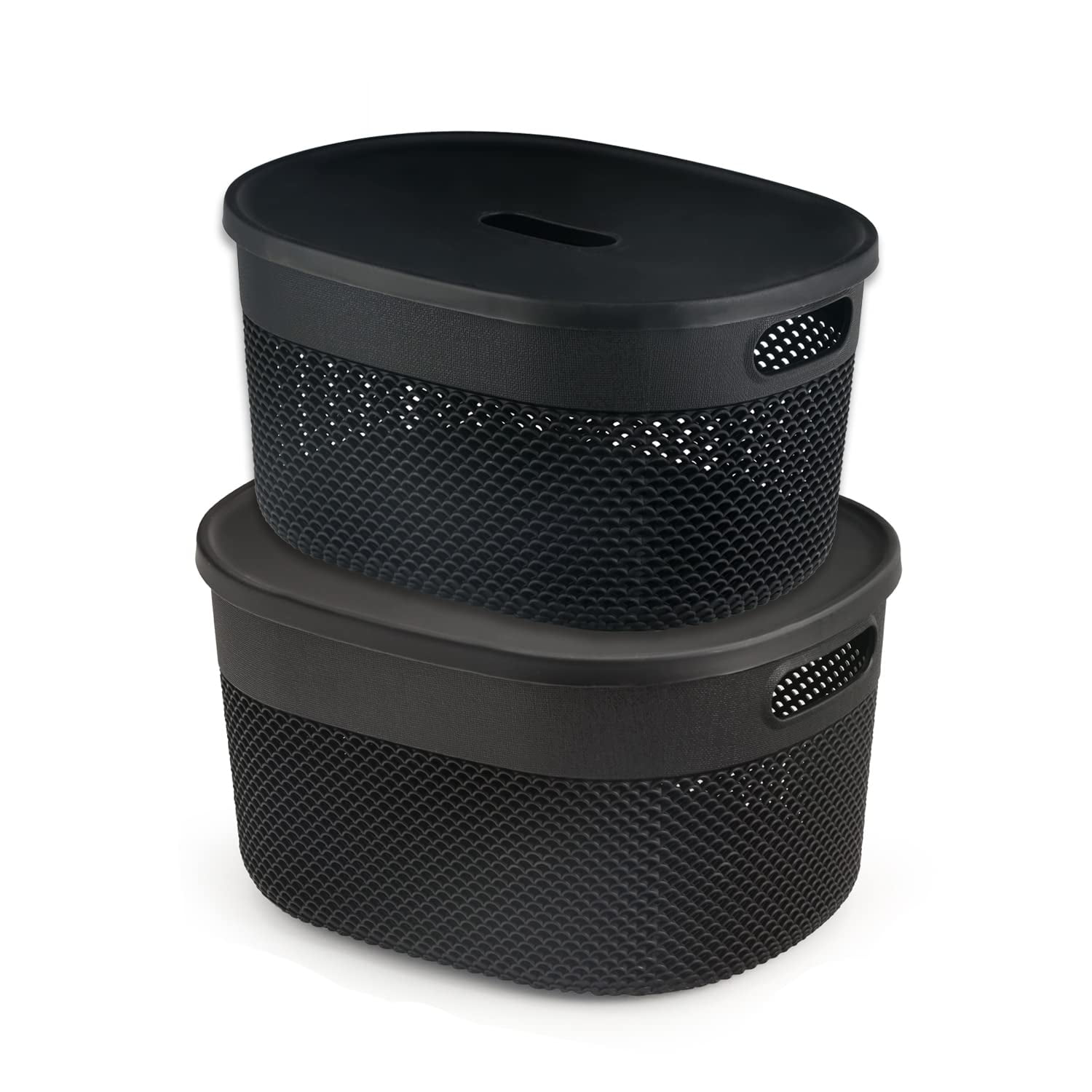 oliveware Black Bingo Basket BPA Free Stackable Storage Containers with ...