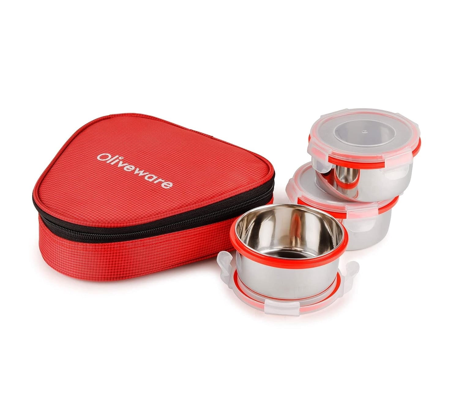 SOPL-OLIVEWARE Freshy Lunch Box, Leak Proof, 3 Stainless Steel ...