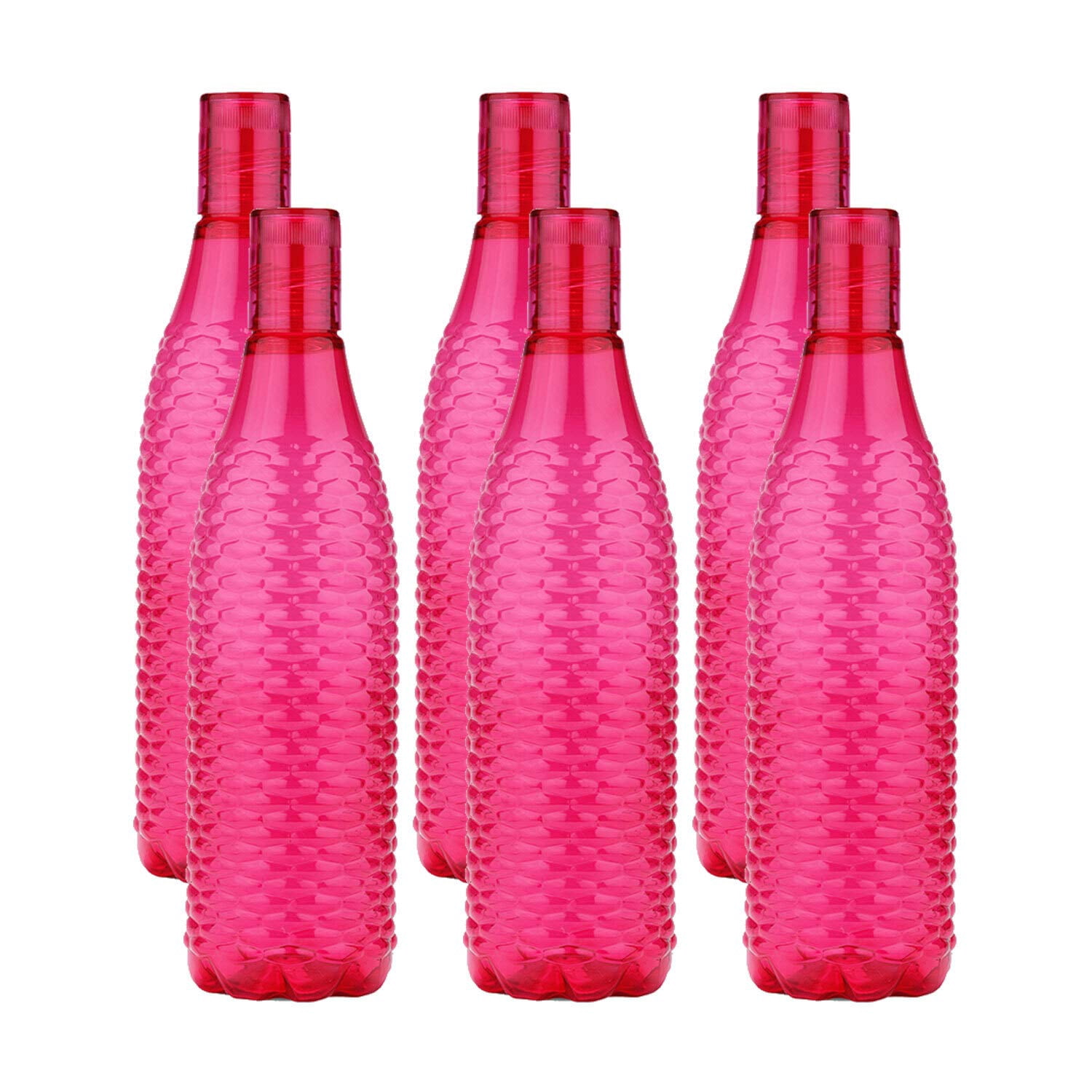 oliveware Premium Mosaic Range Plastic Water Bottle, 1L, Set of 6, Pink ...
