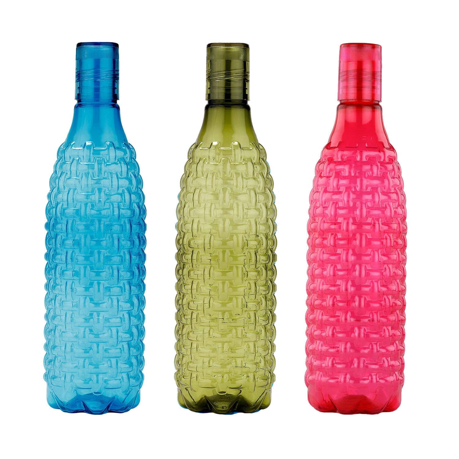 oliveware Premium Plastic Water Bottle, 1L, Set of 3, Multicolour ...