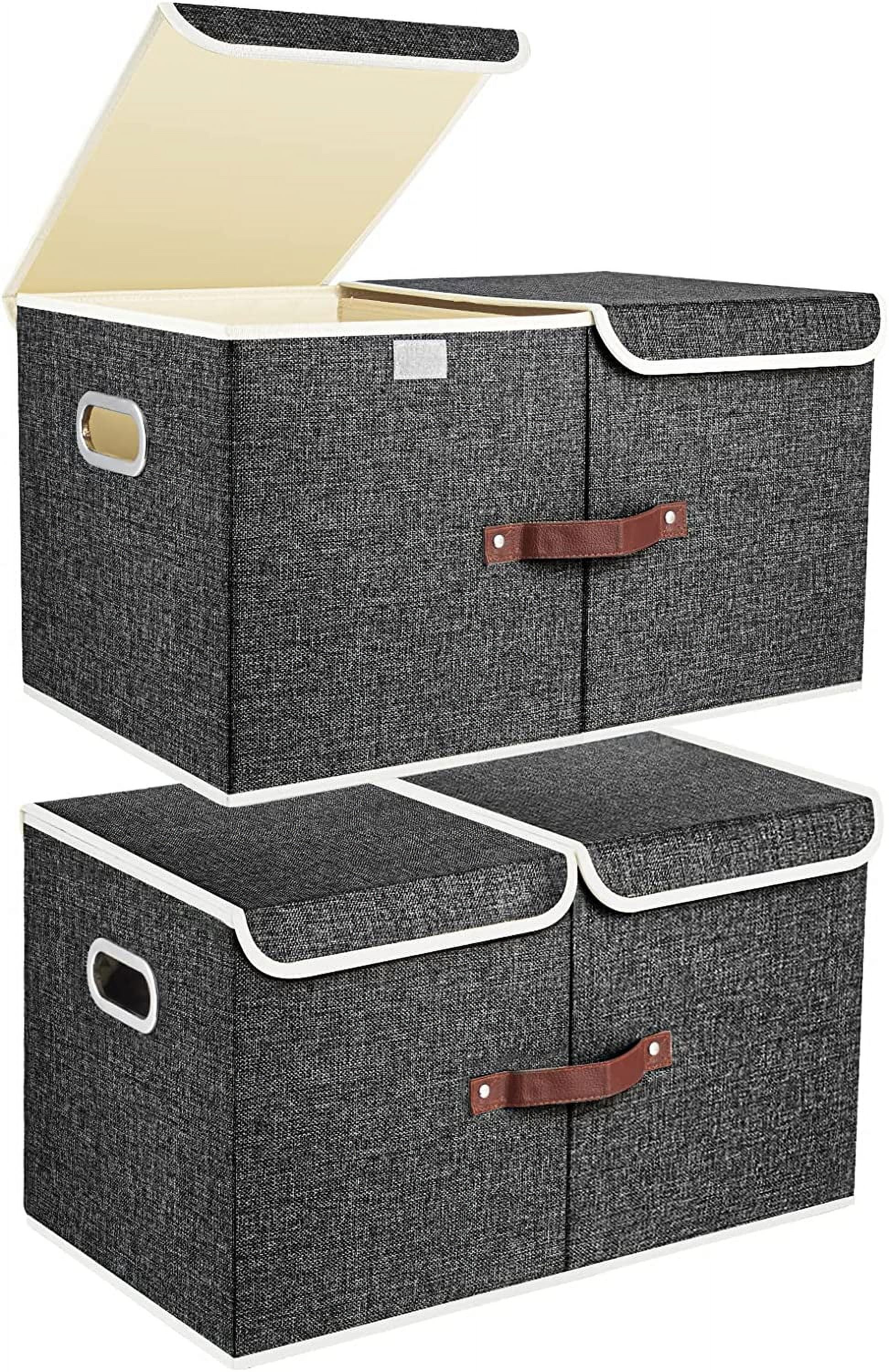 oljyd Extra Large Collapsible Storage Bins with Lids and Compartments ...