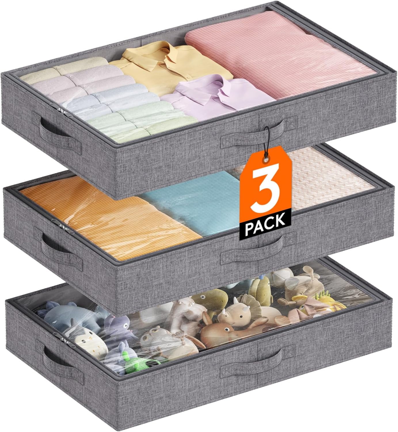 oljyd HCOCM Under Bed Storage Containers 4.3 Inches Tall Low Profile ...