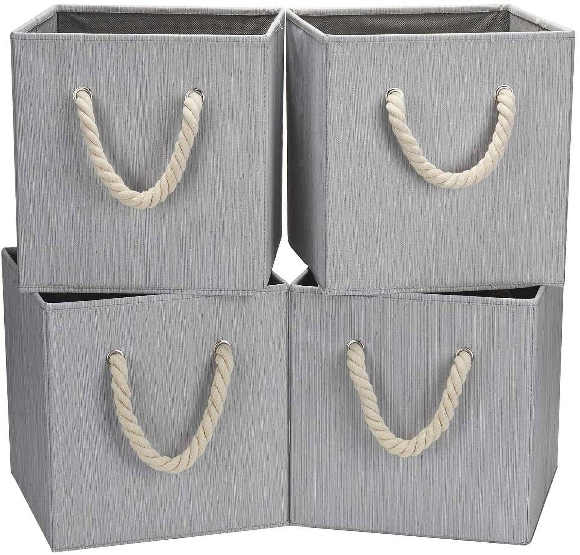 oljyd HCOCM Beige Foldable Fabric Cube Storage Bins with Cotton Rope ...