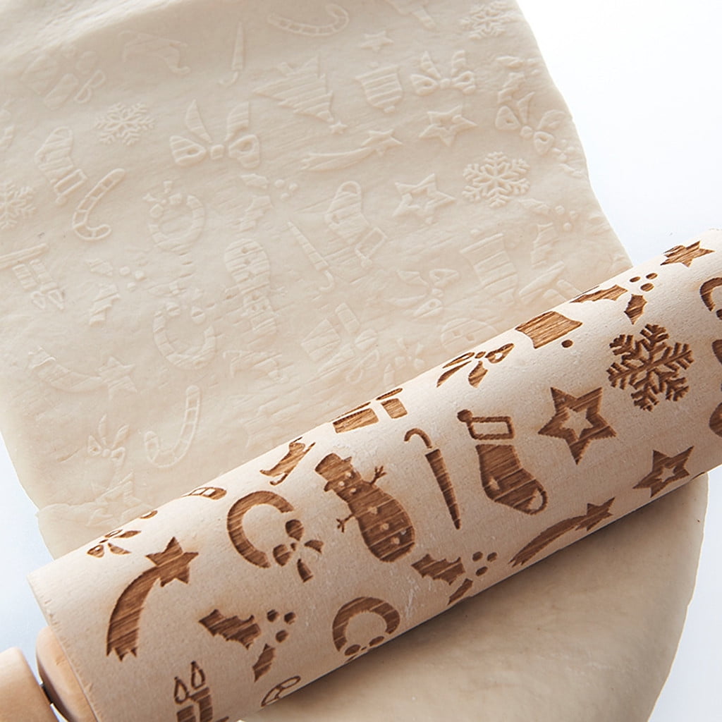 olkpmnmk Rolling Pins For Baking Baking Supplies Christmas Rolling Pin ...