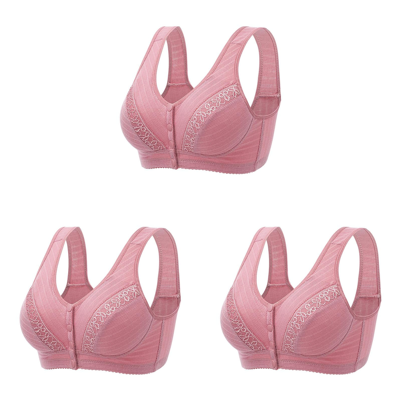 omfortable Unlined Bra for Womens No Steel Ring Bras Pack Front Close ...