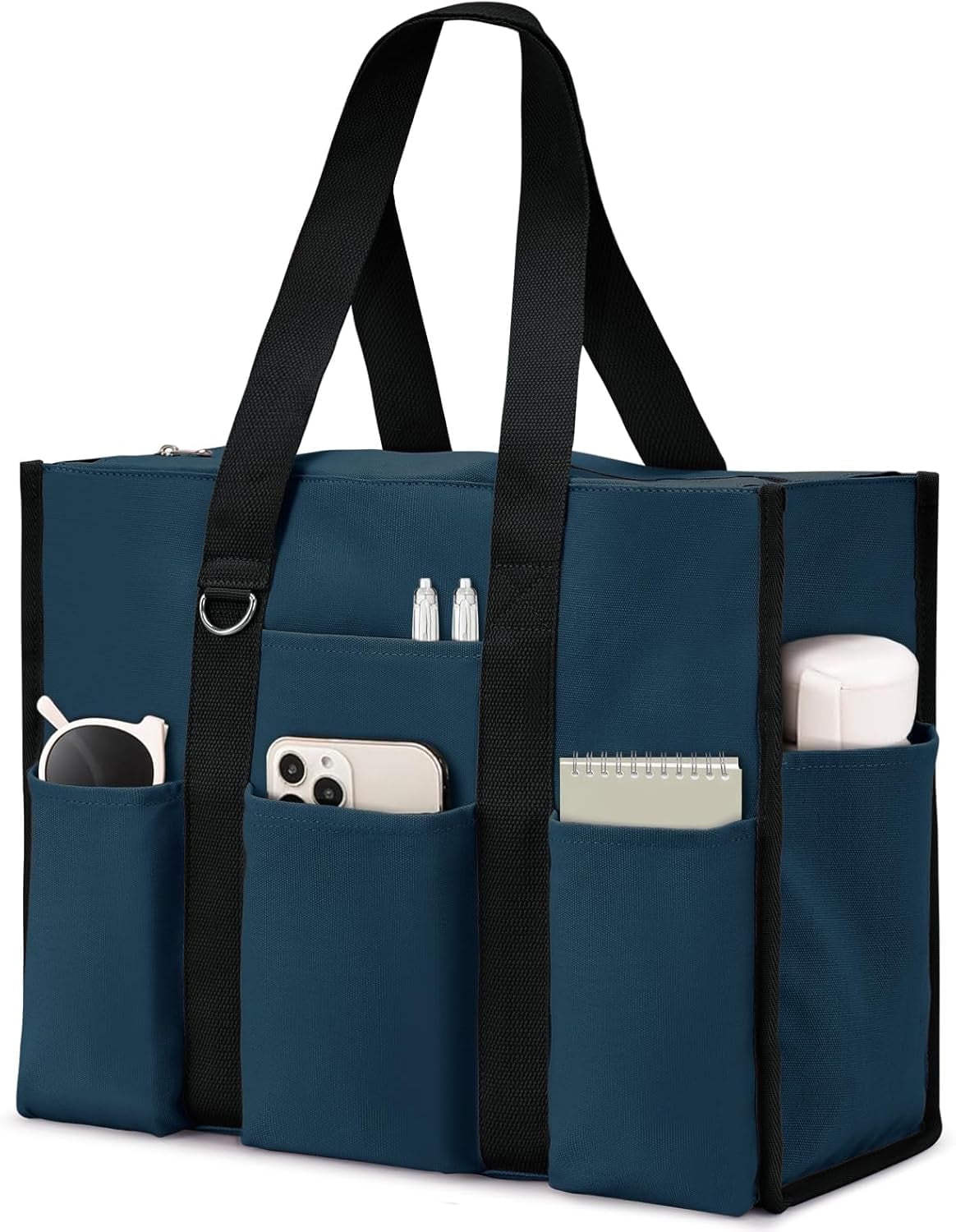 Omlopp Large Tote Bag for Women Waterproof with 12 Pockets Top Zipper ...